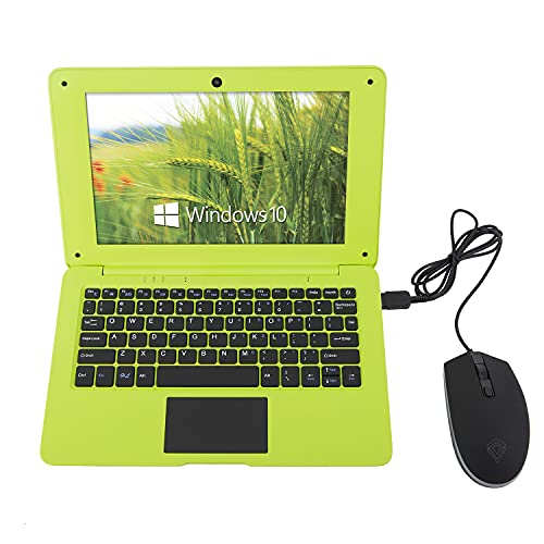 Goldengulf Windows 10 Portable Computer Laptop Mini 10.1 Inch 32GB Ultra Slim and Light Netbook Intel Quad Core PC HDMI USB Netflix YouTube for Children (Green)