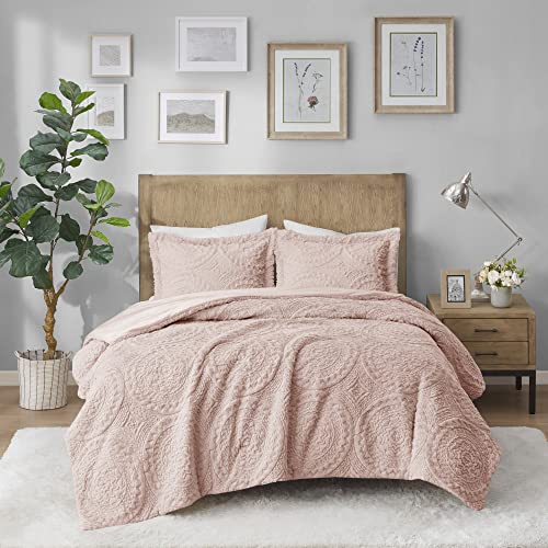 Madison Park Ultra Soft Luxury Premium Plush Comforter Mini Modern All Season Down Alternative Bedding Set with Matching Sham, Full/Queen, Blush