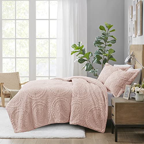 Madison Park Ultra Soft Luxury Premium Plush Comforter Mini Modern All Season Down Alternative Bedding Set with Matching Sham, Full/Queen, Blush