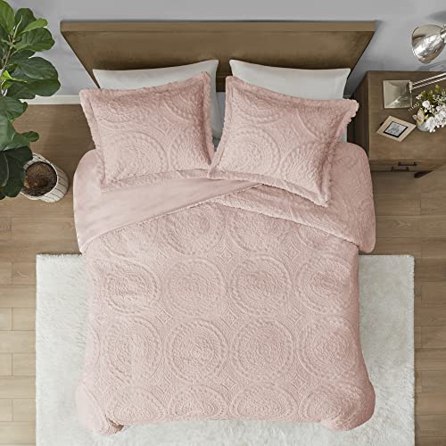 Madison Park Ultra Soft Luxury Premium Plush Comforter Mini Modern All Season Down Alternative Bedding Set with Matching Sham, Full/Queen, Blush