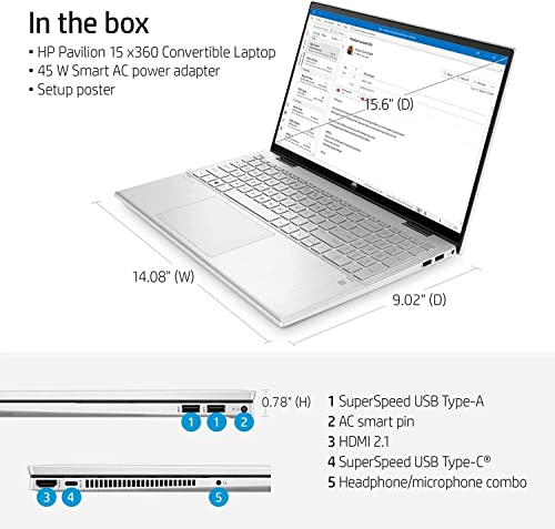 HP Newest x360 Touchscreen 15.6 FHD Business Laptop, Intel Core i5-1235U (Beat i7-1165G7), 24GB RAM, 512GB PCIe SSD, Backlit Keyboard, Iris Xe Graphics, Webcam, Wi-Fi, Win11, GM Accessories