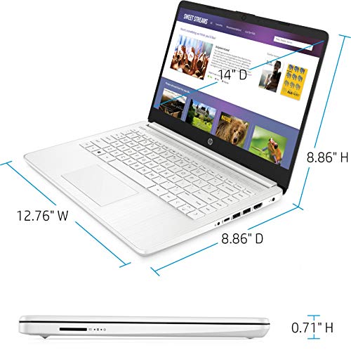 2022 Newest HP Stream 14" HD Laptop, Intel Celeron N4020(up to 2.8GHz), 16GB RAM, 320GB Space(64GB eMMC+256GB Card), 1-Year Office 365, WiFi, HDMI, USB-C, Webcam, Bluetooth, Windows 11S, White+JVQ MP