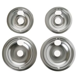 ge ge68c genuine oem 6″ and 8″ drip pan kit (chrome) for ge electric range or stoves