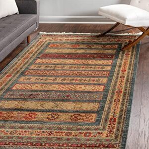 Unique Loom Fars Collection Modern Classic Tribal Inspired Design with Border Area Rug, (Rectangular 8' 0" x 10' 0", Blue/ Light Blue)