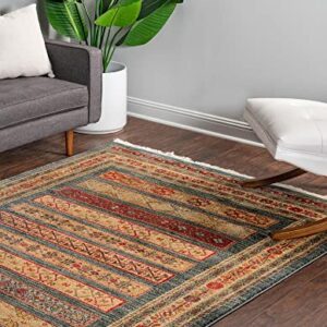 Unique Loom Fars Collection Modern Classic Tribal Inspired Design with Border Area Rug, (Rectangular 8' 0" x 10' 0", Blue/ Light Blue)