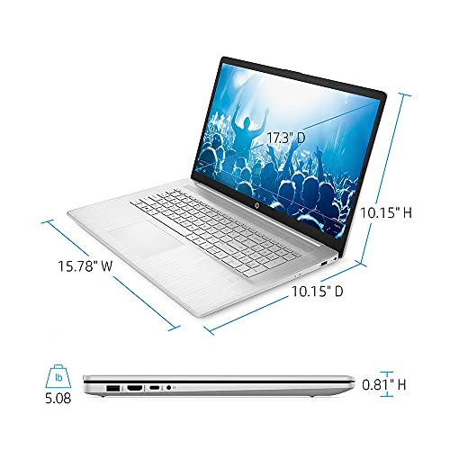 2021 HP 17.3" HD+ Touchscreen Laptop Computer, AMD Ryzen 5-5500U(6-core) Processor, 12GB DDR4 RAM, 1TB HDD, AMD Radeon Graphics, HD Audio, HD Webcam, HDMI, Win10, Silver, 32GB USB Card (Renewed)