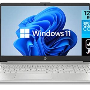 2022 Newest HP 15.6" HD Laptop Computer, 11th Gen Intel Quad-Core i3-1125G4(Up to 3.7GHz, Beat i5-10210U), 12GB RAM, 256GB PCIe SSD, Webcam, Bluetooth, Wi-Fi, HDMI, USB-C, Windows 11 S, Silver+JVQ MP