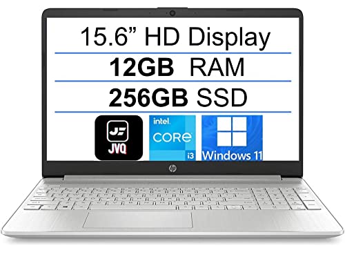 2022 Newest HP 15.6" HD Laptop Computer, 11th Gen Intel Quad-Core i3-1125G4(Up to 3.7GHz, Beat i5-10210U), 12GB RAM, 256GB PCIe SSD, Webcam, Bluetooth, Wi-Fi, HDMI, USB-C, Windows 11 S, Silver+JVQ MP