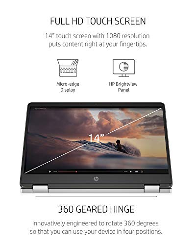 HP Chromebook x360 14a Laptop - Dual Core Intel Celeron N4020 - 4 GB RAM - 32 GB eMMC Storage - 14-inch HD Touchscreen - Google Chrome OS - Lightweight and Long Battery Life (14a-ca0010nr, 2020)