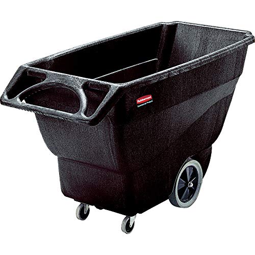 Rubbermaid Commercial Products FG101300BLA Tilt Dump Truck, 1000 lbs 44259 Cubic Yard Heavy Load Capacity with Wheels, Trash Recycling Cart, Black