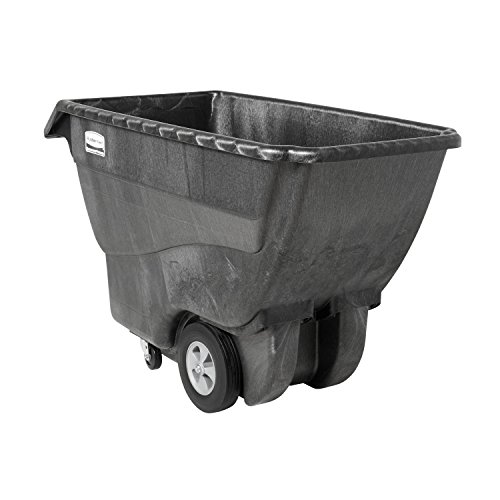 Rubbermaid Commercial Products FG101300BLA Tilt Dump Truck, 1000 lbs 44259 Cubic Yard Heavy Load Capacity with Wheels, Trash Recycling Cart, Black