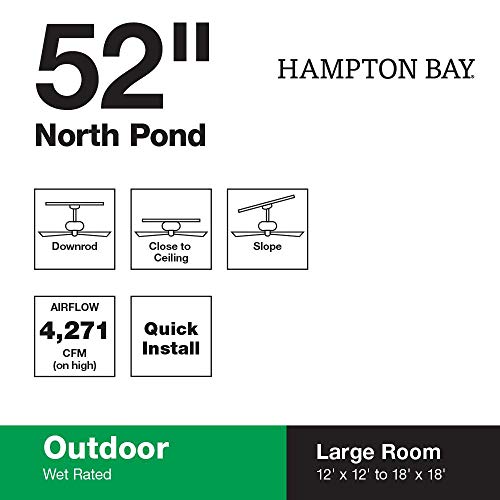 Hampton Bay North Pond 52 in. Indoor/Outdoor Matte Black Ceiling Fan