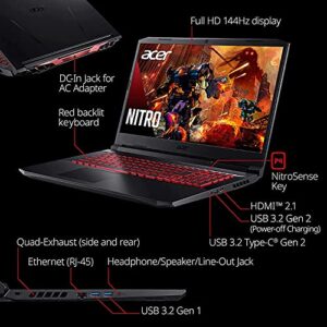 2022 Acer Nitro AN517 17.3" 144Hz FHD IPS Display Gaming Laptop - Intel i7-11800H 8 Cores - Nvidia RTX 3050 Ti 4GB - 32GB RAM DDR4 - 2TB (1TB x2 ) M.2 SSD - WiFi 6 RJ-45 - Windows 11 Home w/ 32GB USB