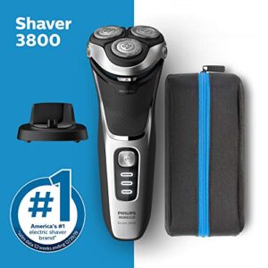 Philips Norelco Shaver 3800, Rechargeable Wet & Dry Shaver with Pop-up Trimmer, Charging Stand and Storage Pouch, Space Gray, S3311/85