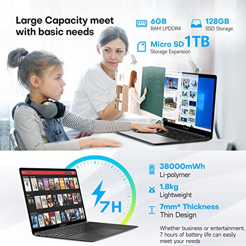 TECLAST 15.6 Inch Laptop Computer, 6GB+128GB SSD Windows 10 Laptops with Intel N4020 (up to 2.8 GHz ), FHD 1920x1080 IPS Laptop pc, Mini HDMI, WiFi, Webcam, USB3.0, Bluetooth 4.2 (Support Windows 11)