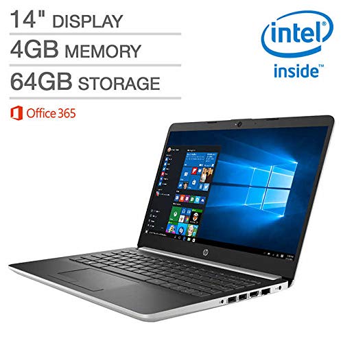 HP 2018 Newest Premium High Performance Business Flagship Laptop PC 14" HD LED-Backlit Display Intel Pentium N5000 4GB DDR4 RAM 64GB eMMC Bluetooth Office 365 Personal 1-Year Windows 10 S, Silver