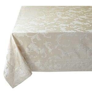 Benson Mills Harmony Scroll Woven Damask Fabric Tablecloth, Everyday, Parties, Special Occasions, Weddings and Holiday Table Cloth (60" X 120" Rectangular, Birch)