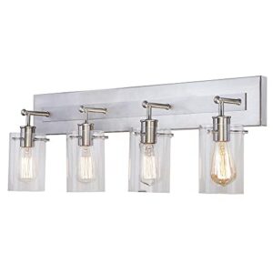 regan 29.13 in. 4-light brushed nickel vanity light with clear glass shades, ds19074