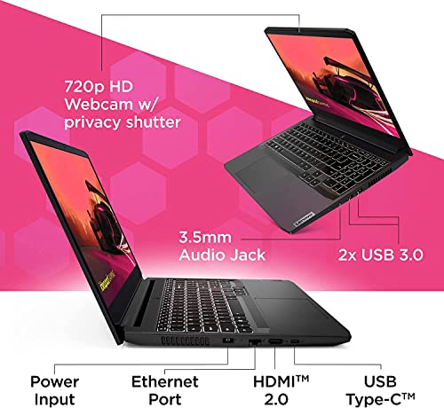 Lenovo 2022 Newest IdeaPad 3 Gaming Laptop, 15.6 Inch FHD 122Hz Display, AMD Ryzen 5 5600H, NVIDIA GeForce RTX 3050 Ti, 8GB RAM, 256GB SSD, Wi-Fi6, Shadow Black, Windows 11 Home, Bundle with JAWFOAL