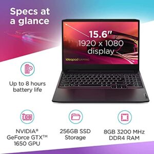 Lenovo 2022 Newest IdeaPad 3 Gaming Laptop, 15.6 Inch FHD 122Hz Display, AMD Ryzen 5 5600H, NVIDIA GeForce RTX 3050 Ti, 8GB RAM, 256GB SSD, Wi-Fi6, Shadow Black, Windows 11 Home, Bundle with JAWFOAL