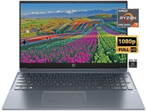 2022 flagship hp pavilion 15.6″ fhd 1080p ips laptop, 8-core amd ryzen 7-5700u (upto 4.3ghz, beat i7-1180g7), 64gb ram, 1tb ssd, webcam, wifi 6, long hour battery, audio b&o, win11+accessory