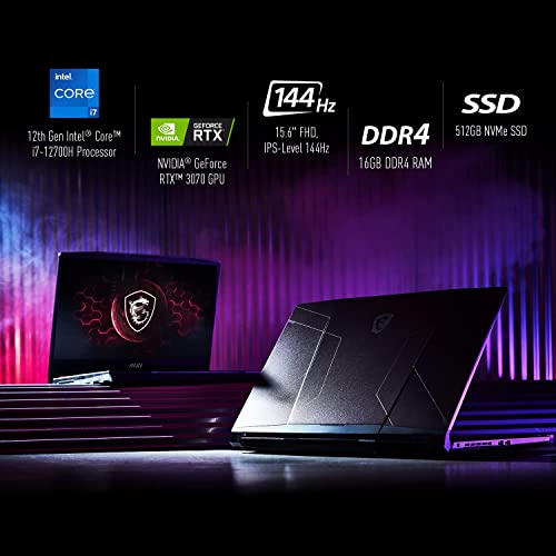 MSI Pulse GL66 Gaming Laptop, 15.6 inch FHD 144Hz Display, 14 Core Intel Core i7-12700H, GeForce RTX 3070 Graphics, 32GB RAM, 2TB NVMe SSD, RGB Gaming Keyboard, Window11 Home, Bundle with JAWFOAL