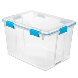 sterilite 80 quart clear plastic stackable storage container box bin with air tight gasket seal latching lid long term organizing solution, 16 pack