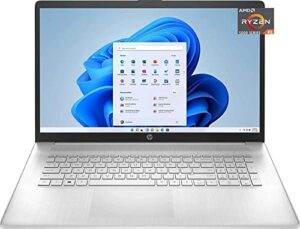 hewlett packard hp 17 professional high performance slim laptop in silver six core ryzen 5 up to 4ghz 8gb ram 128gb ssd + 1tb hdd 17.3 hd+ wifi hdmi w11 (17-cp000-renewed)