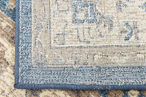 Unique Loom Salzburg Collection Classic Traditional Medallion Design Oriental Inspired Area Rug, 4' 0" x 4' 0", Blue/Beige