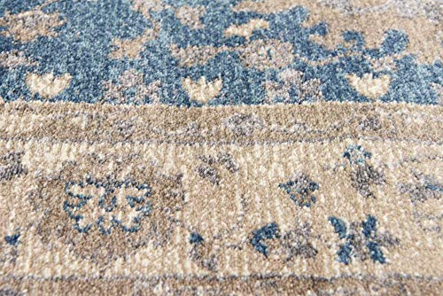 Unique Loom Salzburg Collection Classic Traditional Medallion Design Oriental Inspired Area Rug, 4' 0" x 4' 0", Blue/Beige