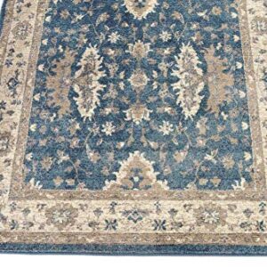 Unique Loom Salzburg Collection Classic Traditional Medallion Design Oriental Inspired Area Rug, 4' 0" x 4' 0", Blue/Beige