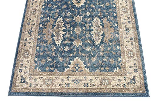 Unique Loom Salzburg Collection Classic Traditional Medallion Design Oriental Inspired Area Rug, 4' 0" x 4' 0", Blue/Beige