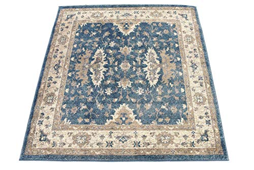 Unique Loom Salzburg Collection Classic Traditional Medallion Design Oriental Inspired Area Rug, 4' 0" x 4' 0", Blue/Beige