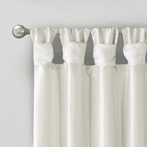 Madison Park Emilia Faux Silk Single Curtain with Privacy Lining, DIY Twist Tab Top, Window Drape for Living Room, Bedroom and Dorm, 50x84, White