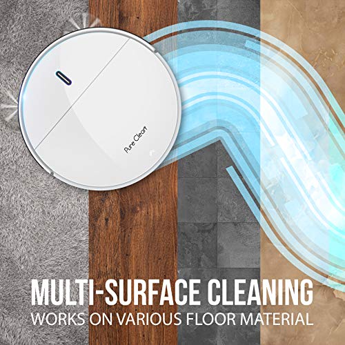 SereneLife Smart Automatic Robot Cleaner-1400 PA Charging Robo Vacuum Cleaner with Docking Station, Self Activation, Anti-Fall Sensors-Carpet, Hardwood, Linoleum, Tile-Pure Clean, White