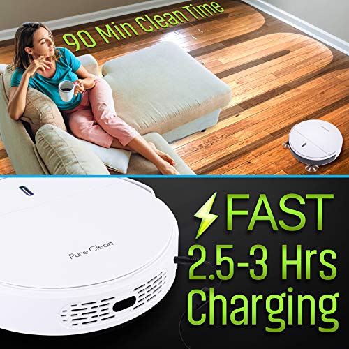 SereneLife Smart Automatic Robot Cleaner-1400 PA Charging Robo Vacuum Cleaner with Docking Station, Self Activation, Anti-Fall Sensors-Carpet, Hardwood, Linoleum, Tile-Pure Clean, White