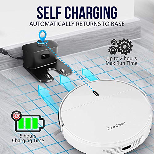 SereneLife Smart Automatic Robot Cleaner-1400 PA Charging Robo Vacuum Cleaner with Docking Station, Self Activation, Anti-Fall Sensors-Carpet, Hardwood, Linoleum, Tile-Pure Clean, White