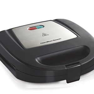 Hamilton Beach 2-Slice Non-Stick Belgian Waffle Maker & Sandwich Maker, Makes Omelettes and Grilled Cheese, 4 Inch, Easy to Store (25430), BLACK