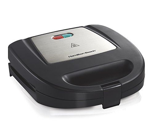 Hamilton Beach 2-Slice Non-Stick Belgian Waffle Maker & Sandwich Maker, Makes Omelettes and Grilled Cheese, 4 Inch, Easy to Store (25430), BLACK