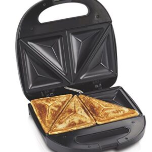 Hamilton Beach 2-Slice Non-Stick Belgian Waffle Maker & Sandwich Maker, Makes Omelettes and Grilled Cheese, 4 Inch, Easy to Store (25430), BLACK