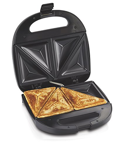 Hamilton Beach 2-Slice Non-Stick Belgian Waffle Maker & Sandwich Maker, Makes Omelettes and Grilled Cheese, 4 Inch, Easy to Store (25430), BLACK