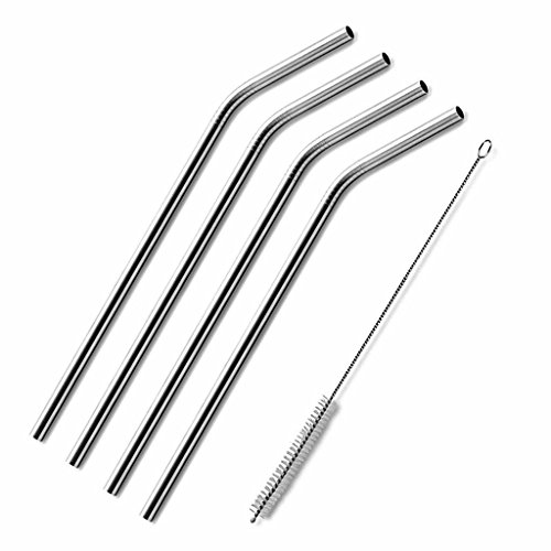 4 Bent Stainless Steel Straws Extra LONG fits compatible with 30 oz & 20 oz Yeti &Rtic Tumbler Rambler Cups - BonBon Drinking Straw