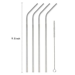 4 Bent Stainless Steel Straws Extra LONG fits compatible with 30 oz & 20 oz Yeti &Rtic Tumbler Rambler Cups - BonBon Drinking Straw