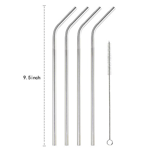 4 Bent Stainless Steel Straws Extra LONG fits compatible with 30 oz & 20 oz Yeti &Rtic Tumbler Rambler Cups - BonBon Drinking Straw