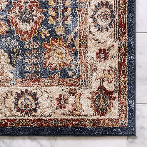 Unique Loom Utopia Collection Traditional Classic Vintage Inspired Area Rug with Warm Hues, 8 x 10 ft, Navy Blue/Beige