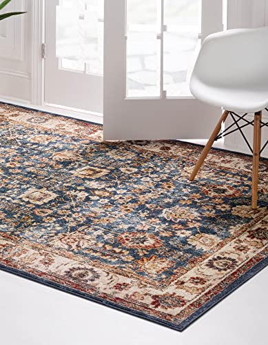 Unique Loom Utopia Collection Traditional Classic Vintage Inspired Area Rug with Warm Hues, 8 x 10 ft, Navy Blue/Beige