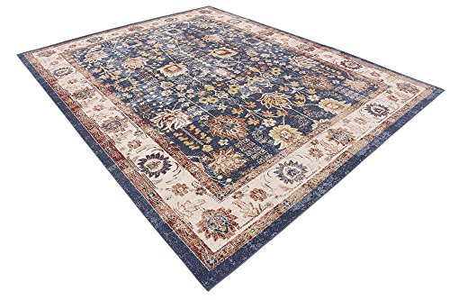 Unique Loom Utopia Collection Traditional Classic Vintage Inspired Area Rug with Warm Hues, 8 x 10 ft, Navy Blue/Beige