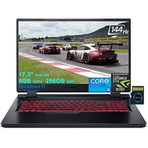 acer nitro 5 gaming laptop | 17.3″ full hd ips 144hz| 12th gen intel 12-core i5-12500h | 8gb ddr4 256gb ssd | geforce rtx 3050 4gb graphic | backlit usb-c ax1650i win11pro black + 32gb microsd card