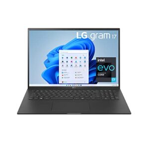 lg gram 17z95p laptop 17″ ultra-lightweight, ips, (2560 x 1600), intel evo 11th gen core i7 , 16gb ram, 2tb ssd, windows 11 home, 80wh battery, alexa built-in, 2x usb-c, hdmi, usb-a – black