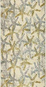 Unique Loom Positano Collection Coastal Modern Light Colors Starfish Beige Runner Rug (2' x 7')